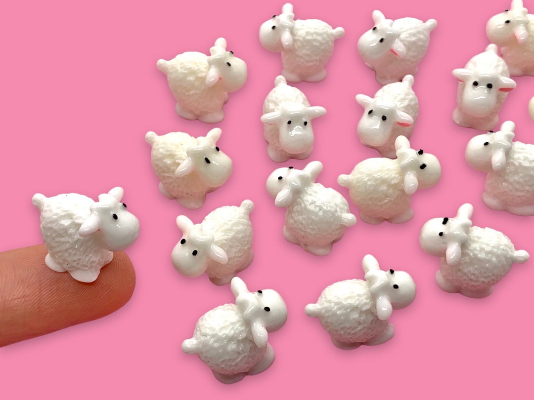 10pcs Sheep Miniatures Lamb Resin Cabochons for Slime or Decoden Mini ...