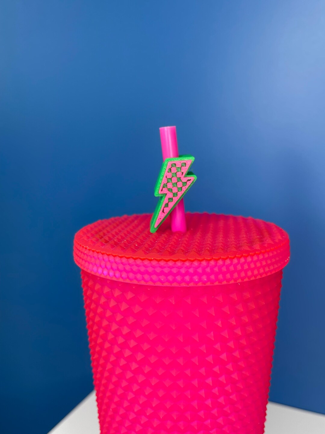 Checkered Lightning Bolt Straw Topper | Cup Decorations | Straw Buddy ...