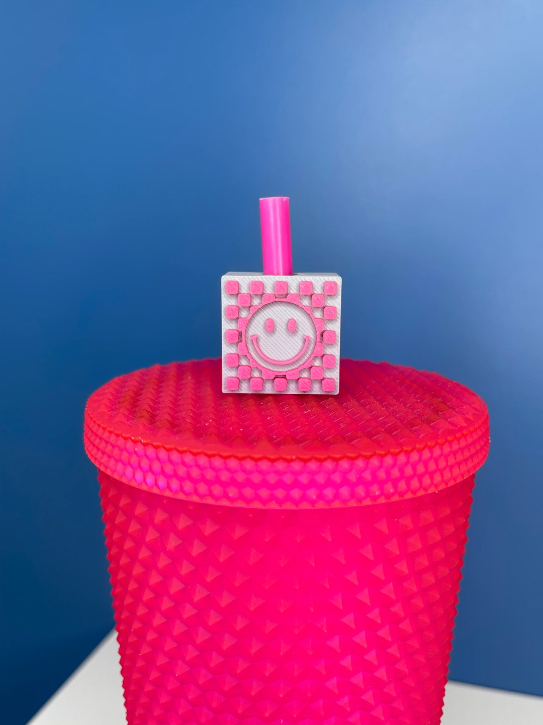 Checkered Face Straw Topper | Cup Decorations | Straw Buddy - Etsy