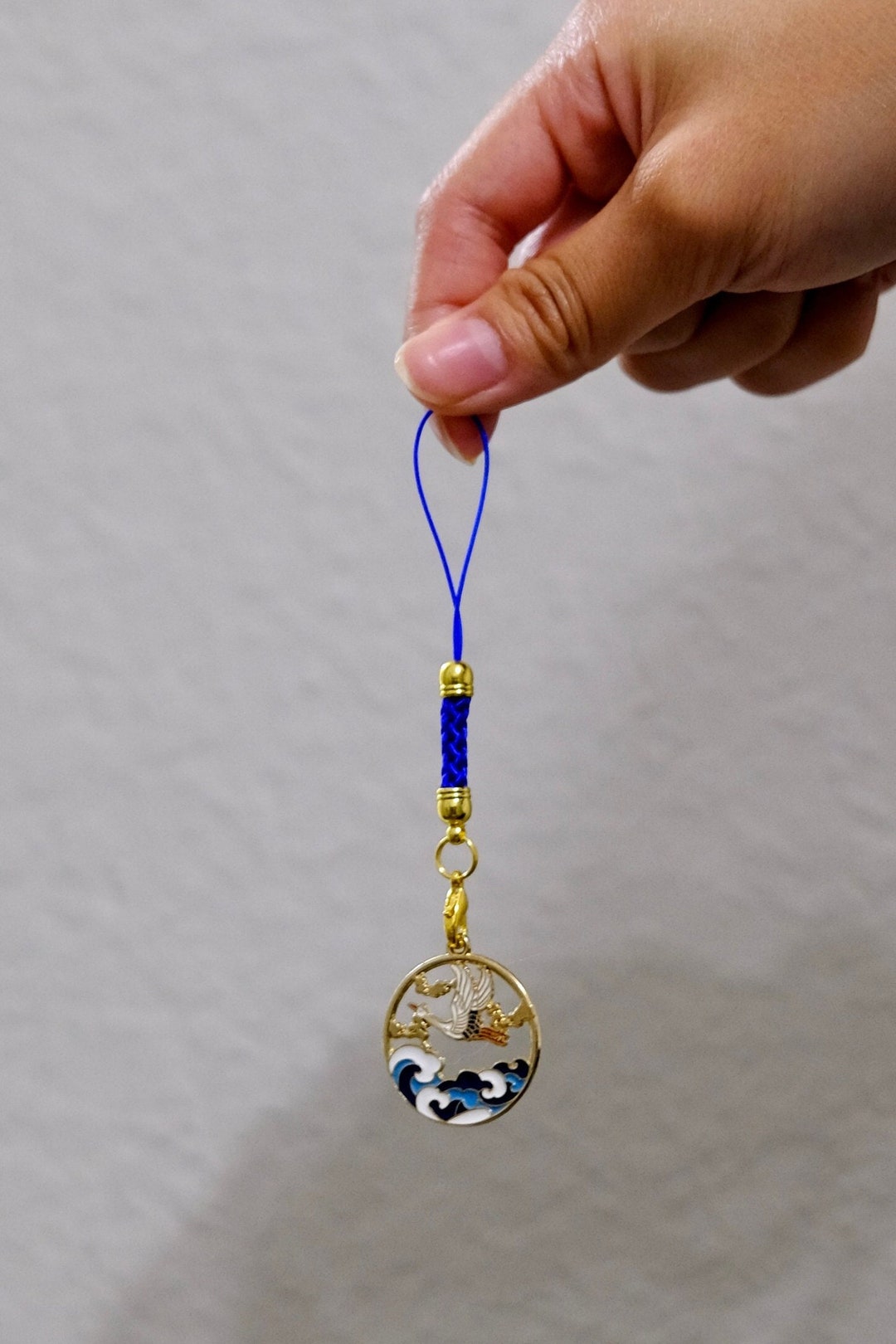 Metal Flying Crane Blue Wave Charm | Cute Accessory | Special Keychain ...
