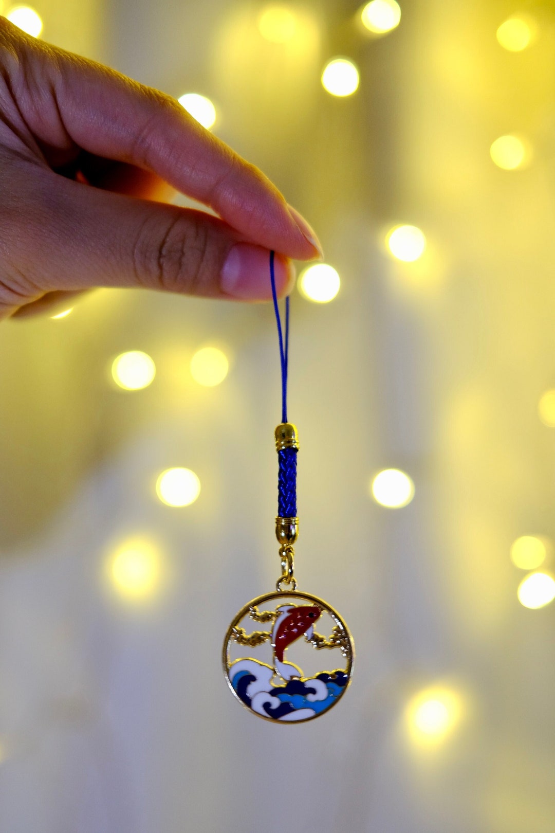 Metal Fish Blue Wave Charm | Cute Accessory | Special Keychain ...