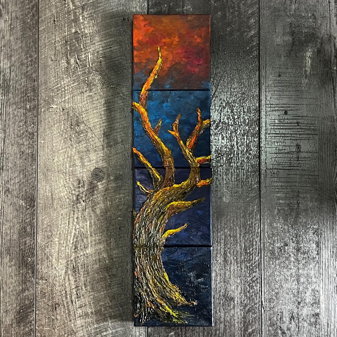 Seasons of Change Quadriptych Tree Oil Painting (4 Canvases) - Etsy