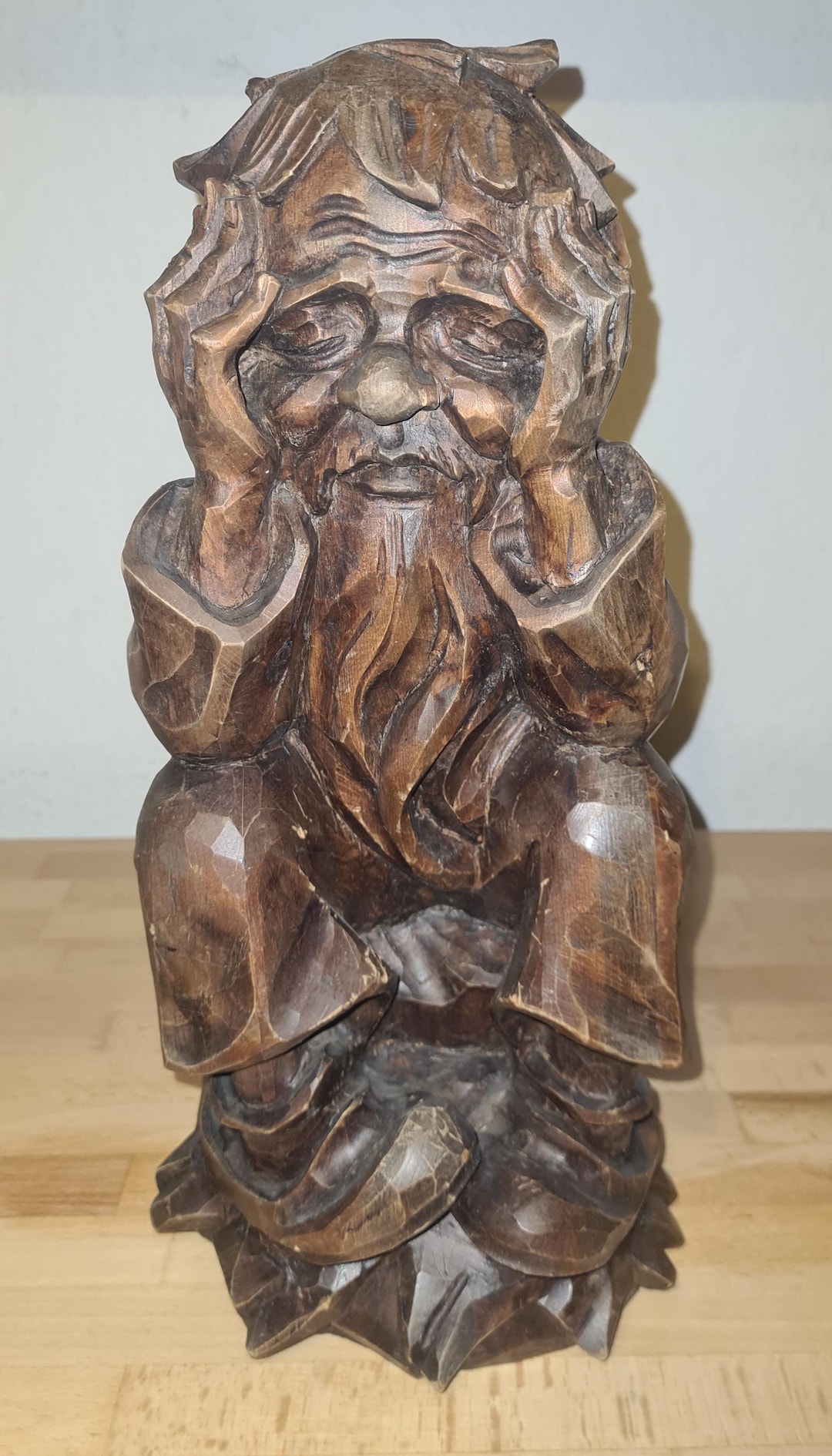 Wooden Figure the Thinker _ Thinking Man _ Carving Wood Carving 340 Mm ...