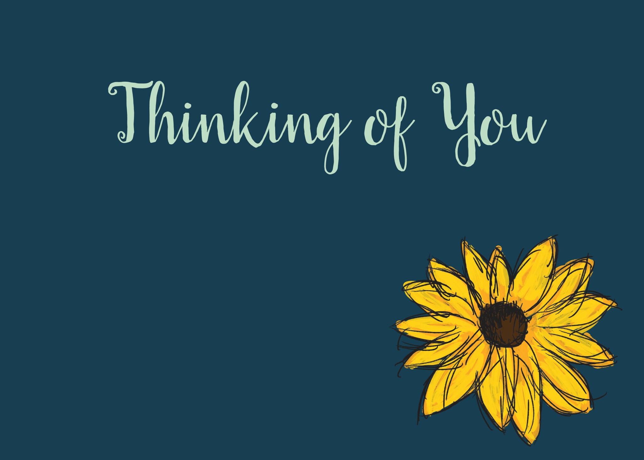 Sunflower Thinking of You Printable Card Thinking of You | Etsy