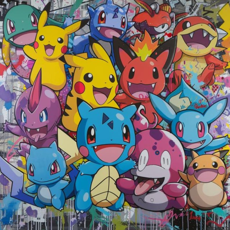 Colorful Pokémon Art Bundle 5 X 5 Printable Downloads Vibrant Pokémon ...