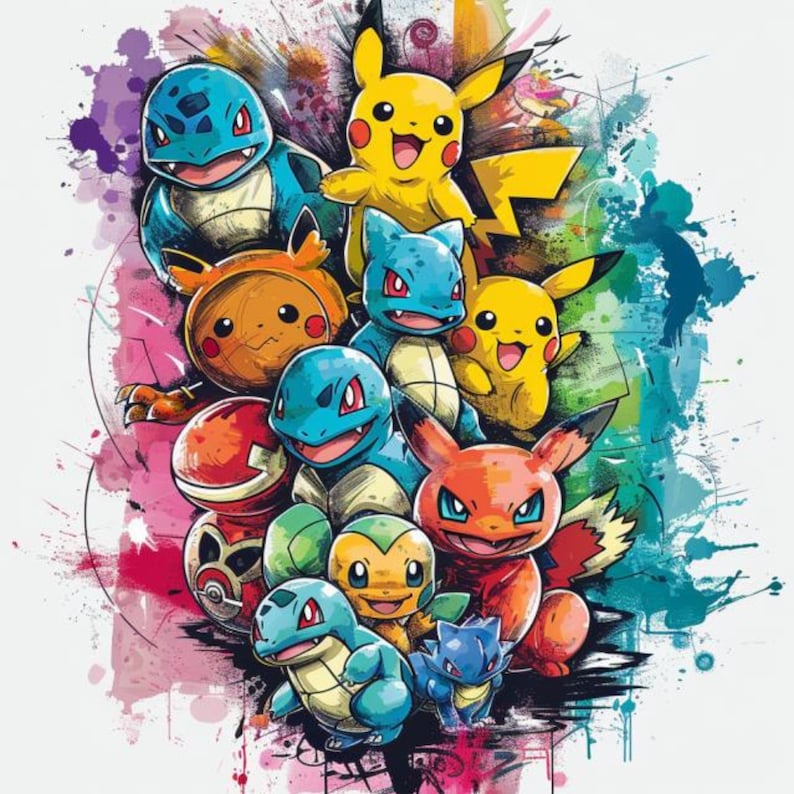 Colorful Pokémon Art Bundle 5 X 5 Printable Downloads Vibrant Pokémon ...
