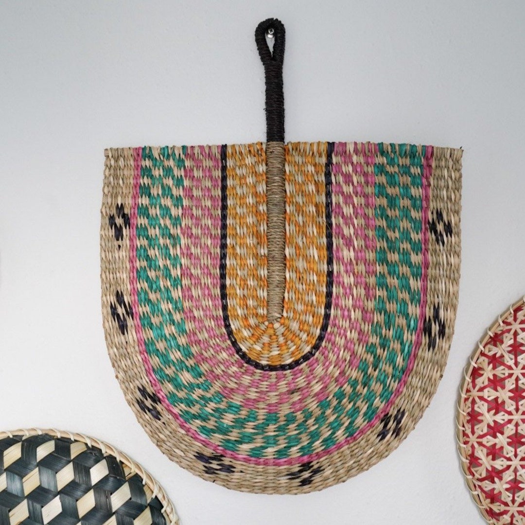 Seagrass Boho Wall Fan | Handmade Home Decor (16x21 In) - Etsy