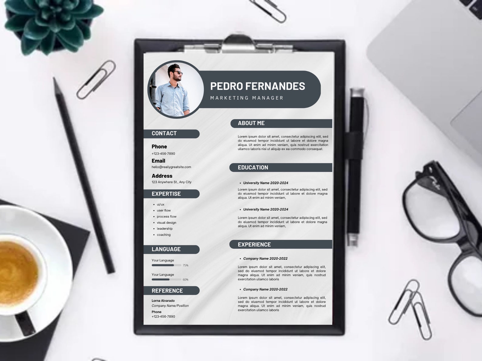 Resume Template With Photo Professional Resume Clean CV Template With ...