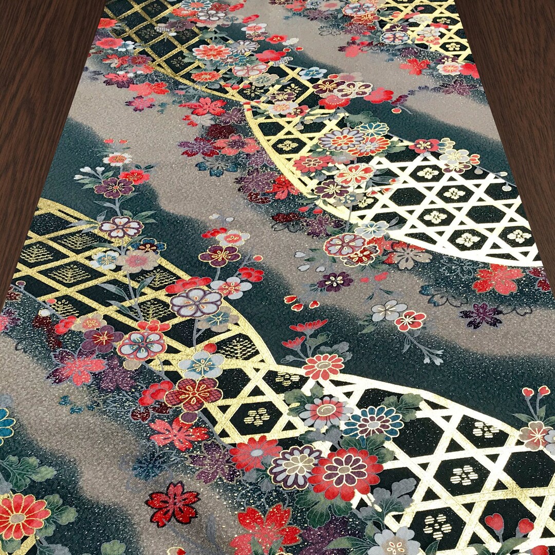 Japanese Kimono Fabric, 1m, Table Runner, Tapestry, Cherry Blossom and ...