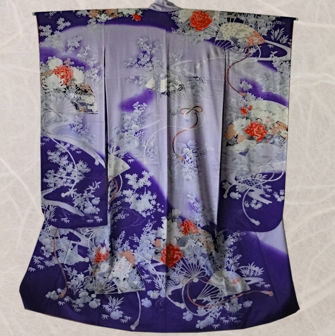 Kimono, Authentic Japanese Furisode, Silk, Purple, KF-005 - Etsy