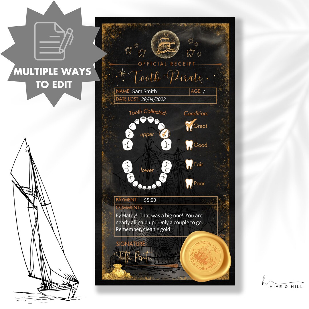 Real TOOTH PIRATES Tooth Fairy Letter & Receipt for Boys. Download ...