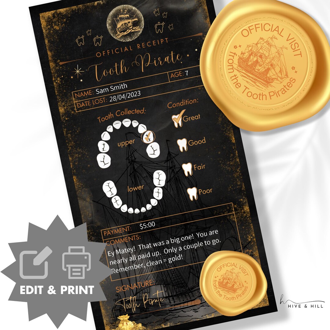 Real TOOTH PIRATES Tooth Fairy Letter & Receipt for Boys. - Etsy