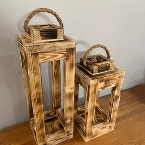 Rustic Wood Lantern Set - Etsy