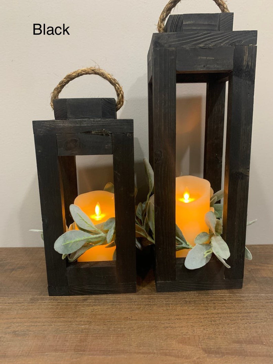 Rustic Wood Lantern Set - Etsy