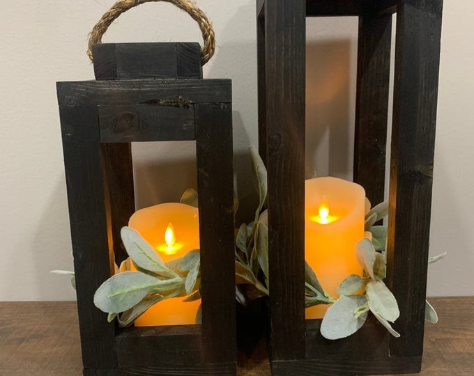 Rustic Wood Lantern Set - Etsy