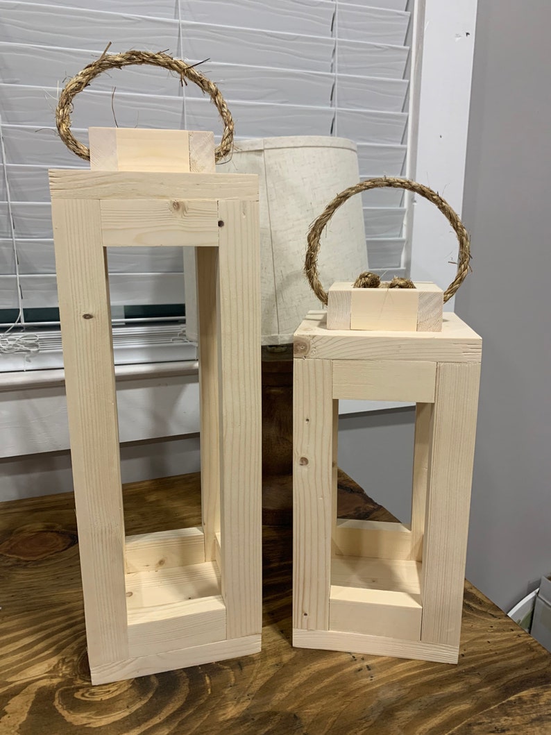 Rustic Wood Lantern Set - Etsy