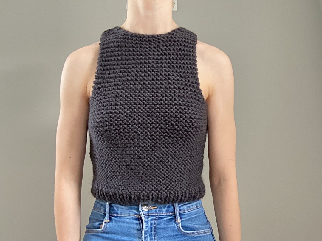 Simple Crop Knitted Vest Top Pattern, Beginner Knitting Pattern, Easy ...
