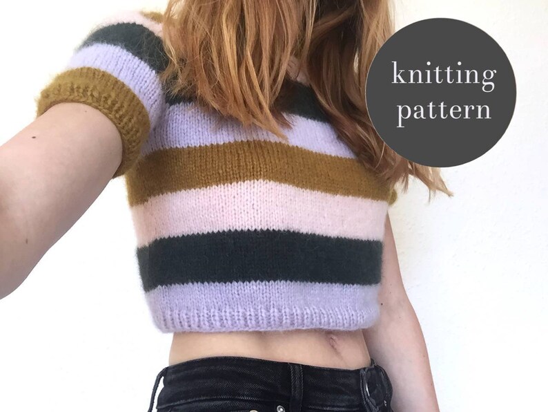 Retro Stripe Knit Sweater Pattern: Cropped Jumper (PDF Pattern) - Etsy