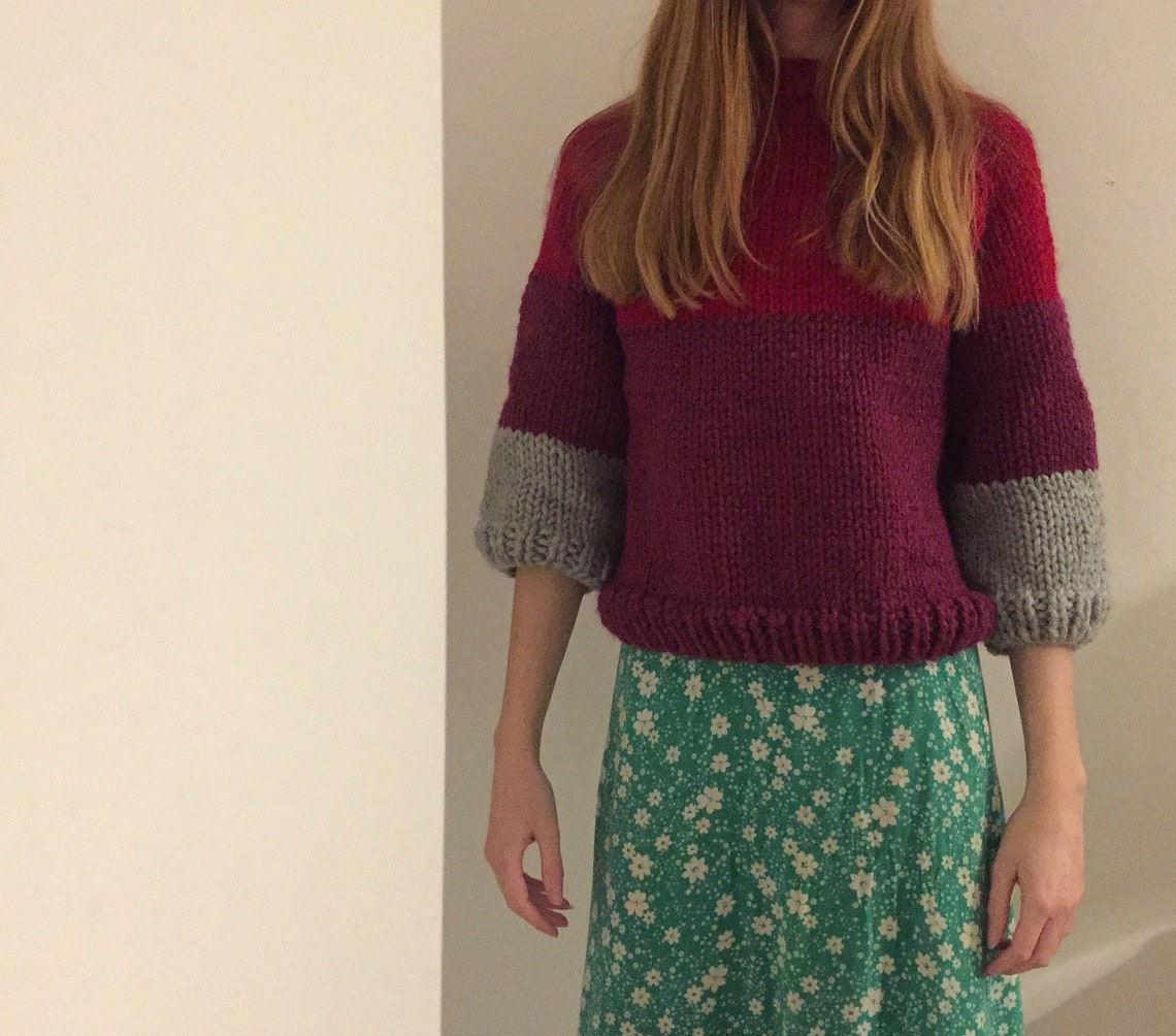 Color Block Jumper Knitting Pattern PDF | Easy Knit Sweater Pattern ...