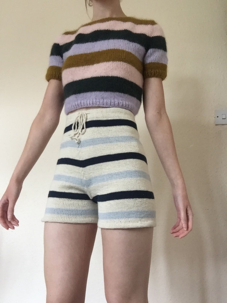 Retro Stripe Knit Sweater Pattern: Cropped Jumper (PDF Pattern) - Etsy