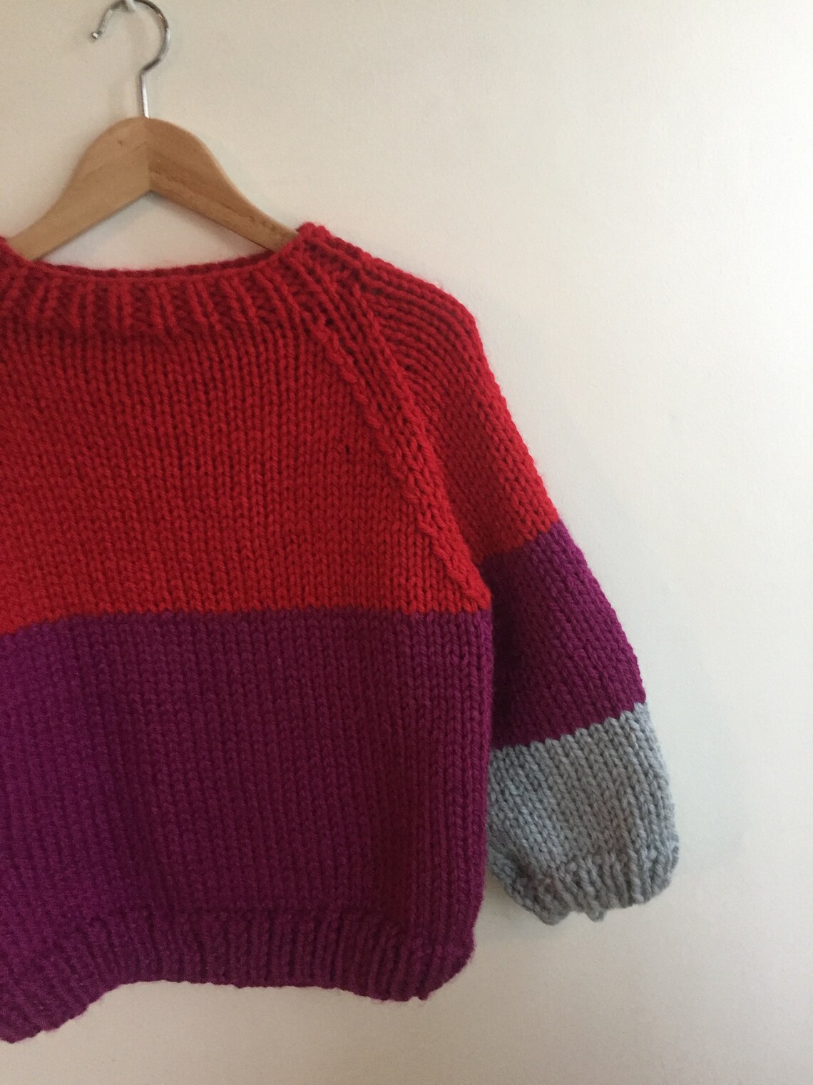 Color Block Jumper Knitting Pattern PDF | Easy Knit Sweater Pattern ...