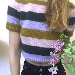 Retro Stripe Knit Sweater Pattern: Cropped Jumper (PDF Pattern) - Etsy