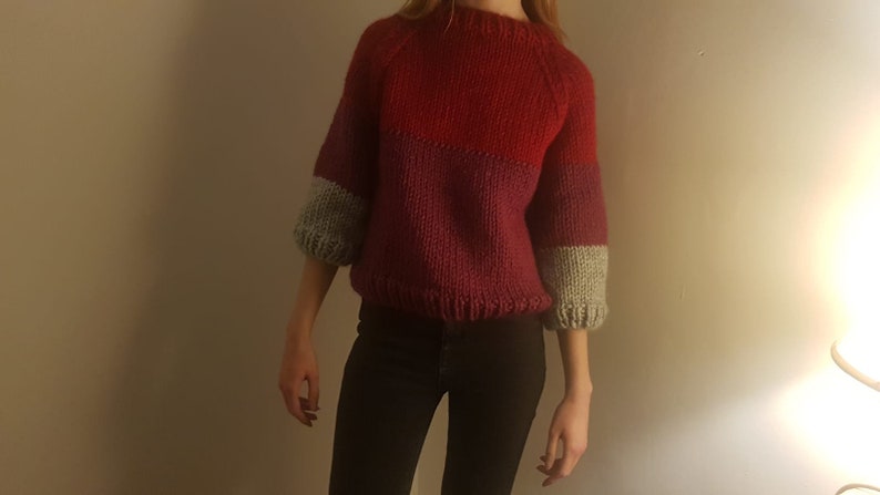 Color Block Jumper Knitting Pattern PDF | Easy Knit Sweater Pattern ...