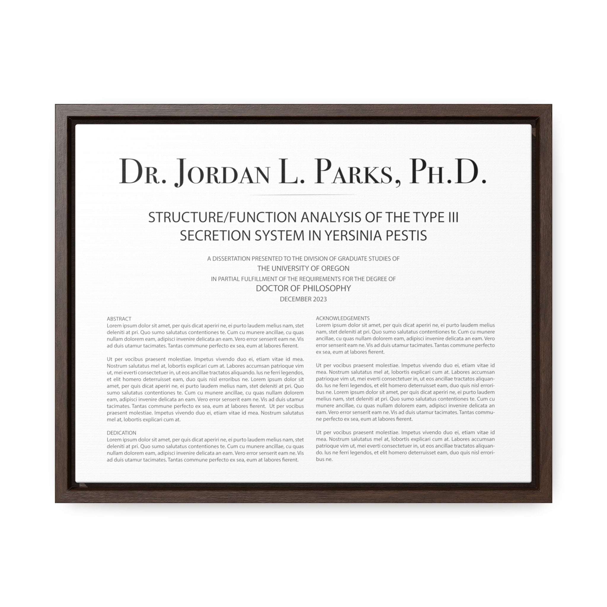 Custom Graduation Framed Canvas Print for Dissertation Phd Graduation ...
