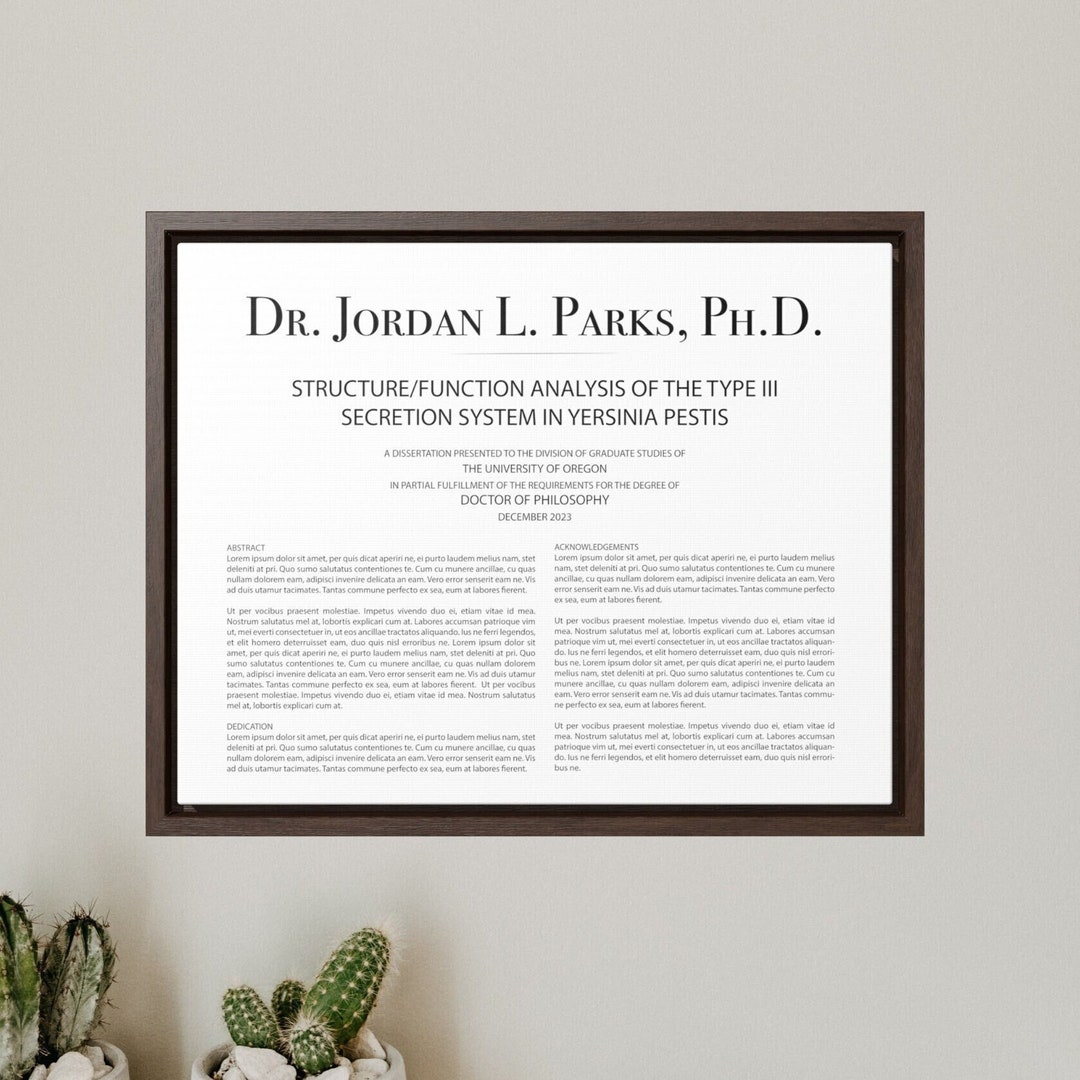 Custom Graduation Framed Canvas Print for Dissertation Phd - Etsy