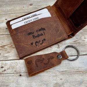 Hebrew, Arabic, Cyrillic Fonts Engraved Wallet, Personalized Genuine ...
