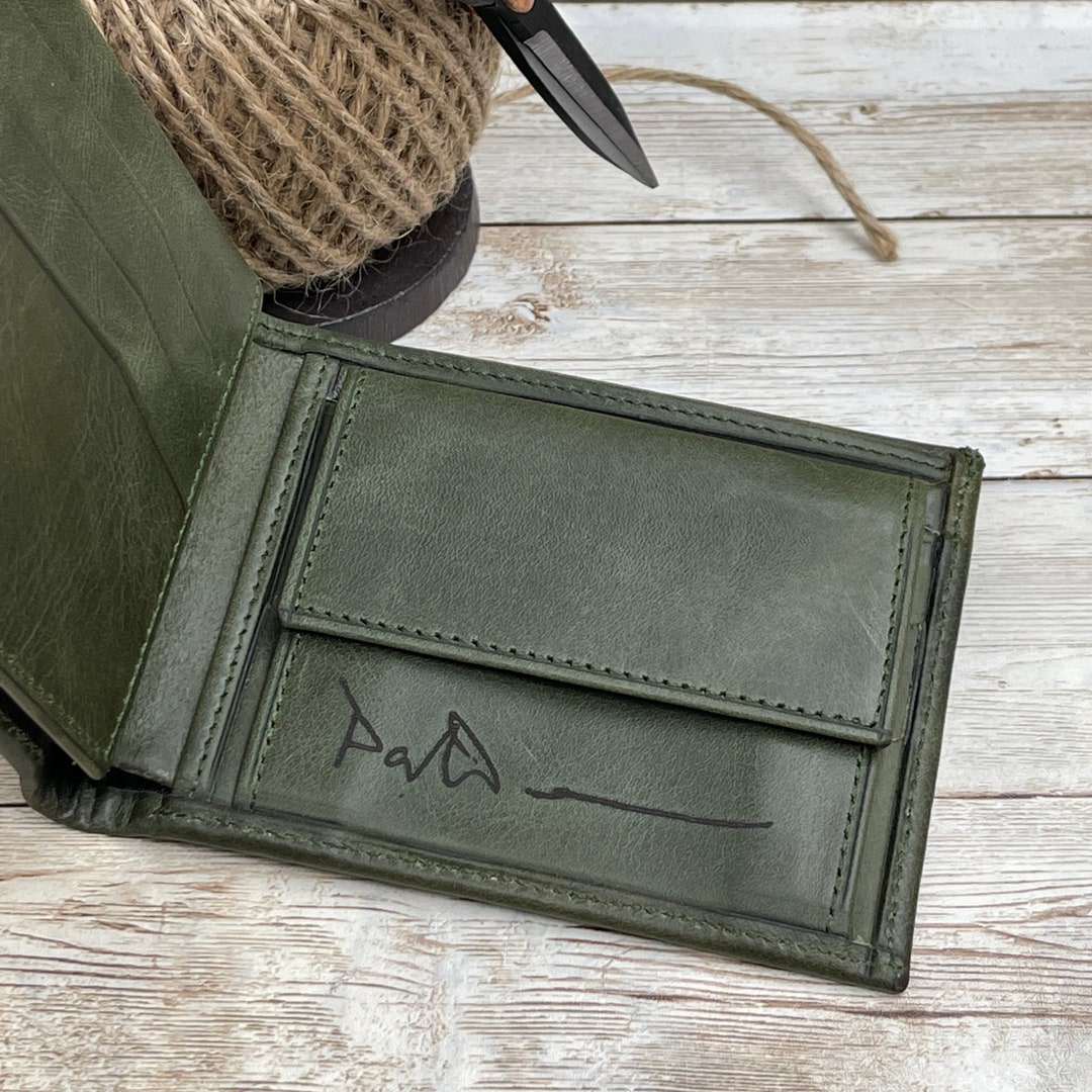 Signature Leather Wallet Engraving Available for All Message, Text ...