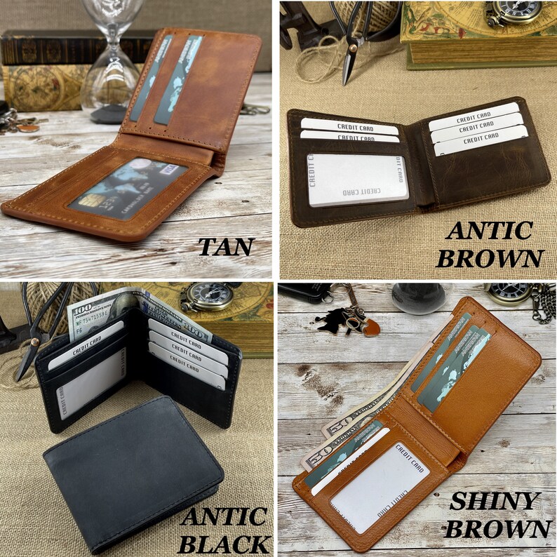 Mens Leather Wallet Customized Leather Wallet Engraved - Etsy