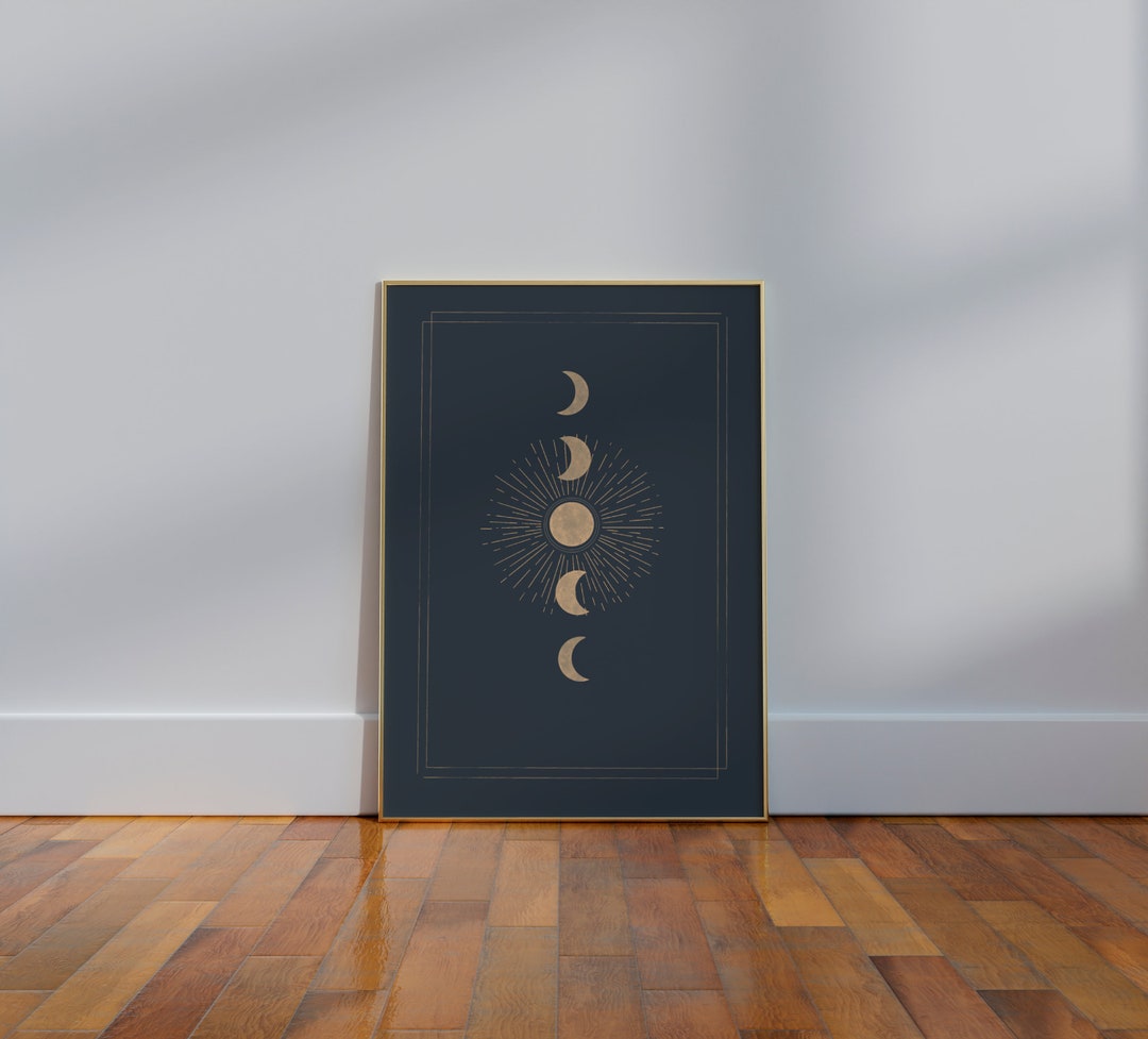 Blue Celestial Moon Phase Poster - Etsy