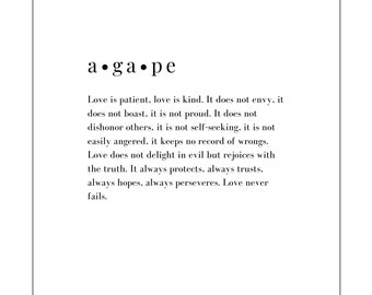 Agape Definition Print, Greek Word Meaning Print, Scandinavian Art ...