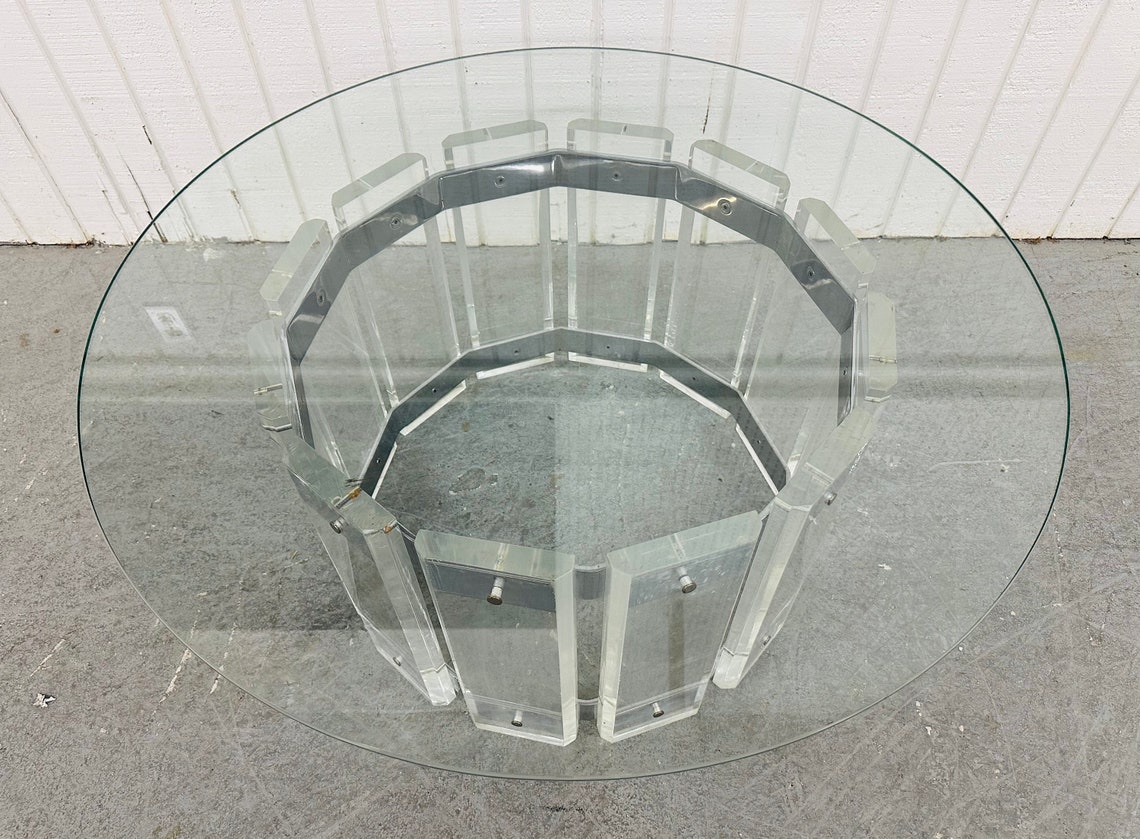 Vintage Modern Glass Top Lucite Coffee Table - Etsy