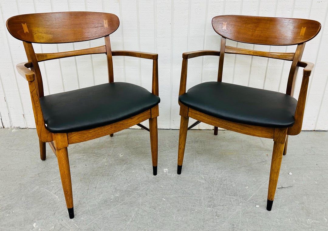 Mid-century Modern Lane Acclaim Walnut Arm Chairs Set of 2 - Etsy