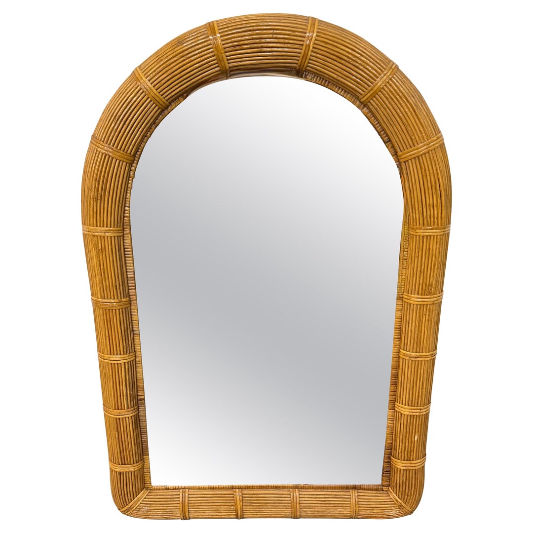 Vintage Vivai Del Sud Rattan Arched Wall Mirror - Etsy