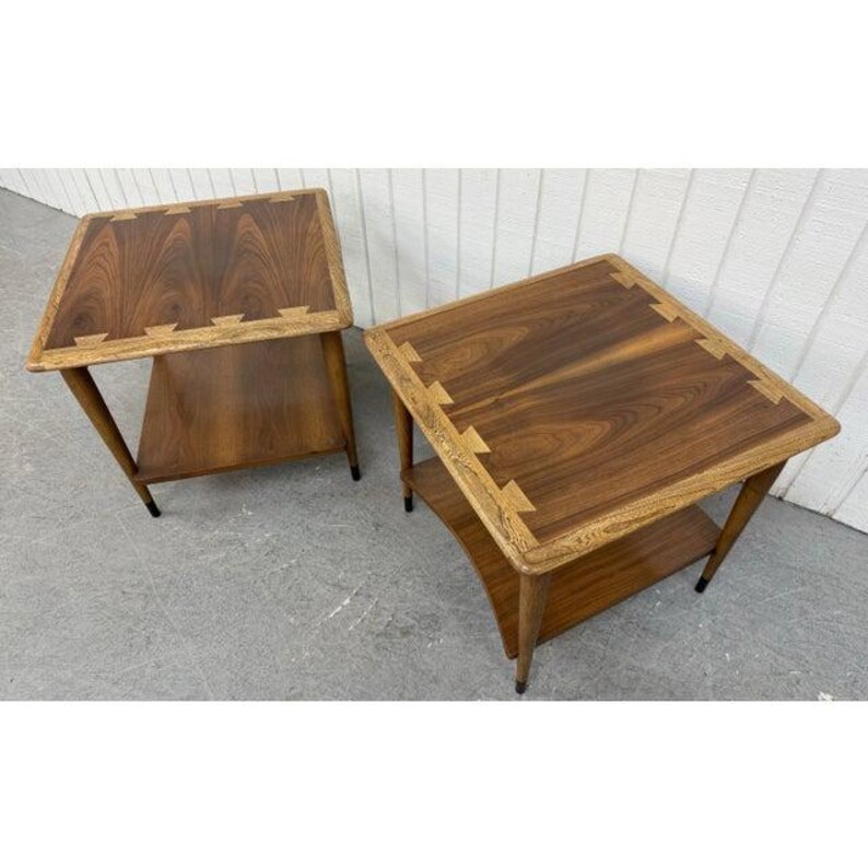 Mid-century Modern Lane Acclaim Walnut Square Side Tables - Set of 2 - Etsy