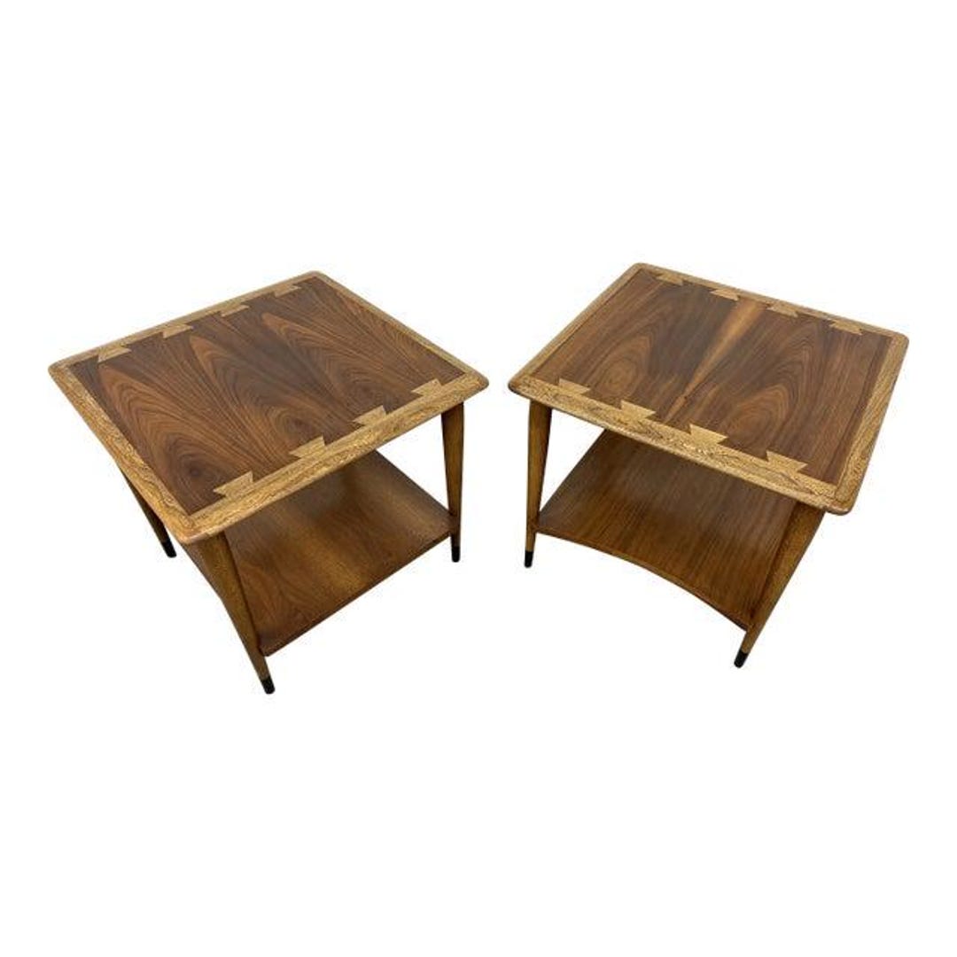 Mid-century Modern Lane Acclaim Walnut Square Side Tables - Set of 2 - Etsy