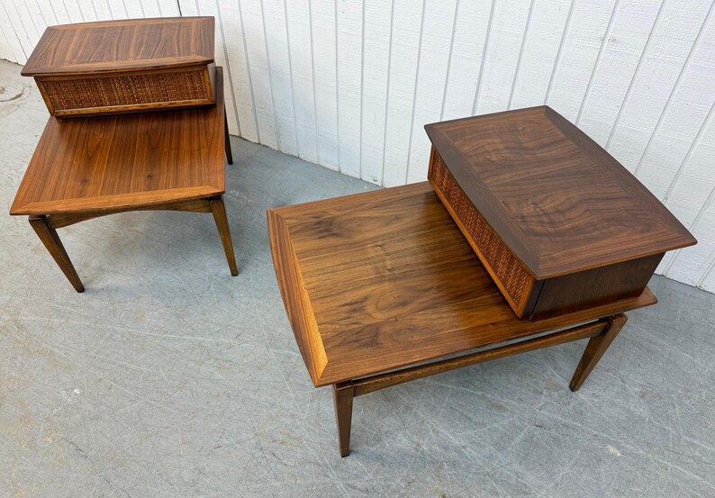 Mid-century Modern Lane Walnut Step Side Tables - Set of 2 - Etsy