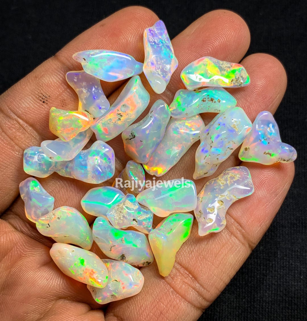 100 Pcs Ethiopian Opal Tumble Lot – White Raw Gemstone, Jewelry Making ...
