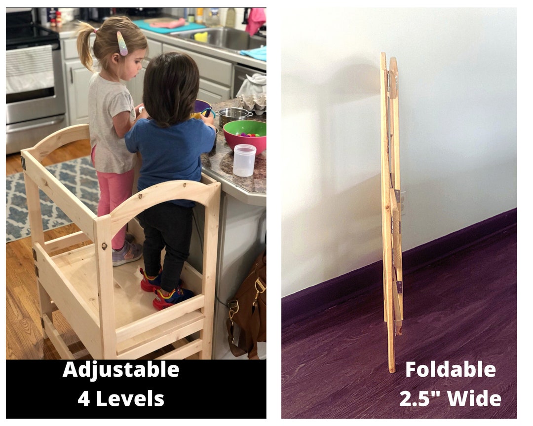 Twin Toddler Tower Foldable, Double Kitchen Help Tower, Learning ...