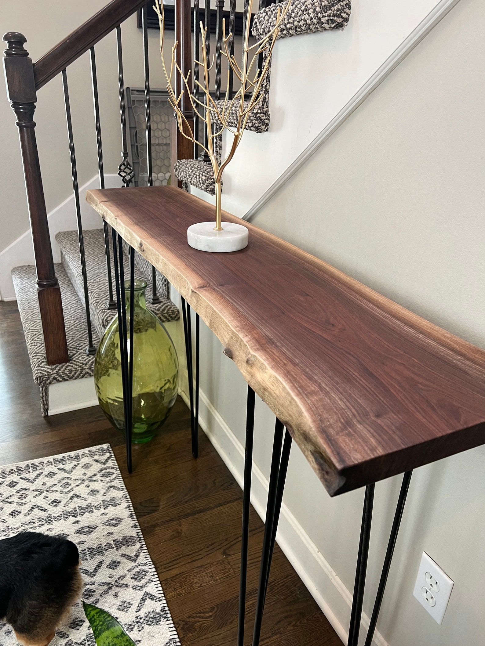 Sofa Table Live Edge Black Walnut Entryway Table Hall - Etsy