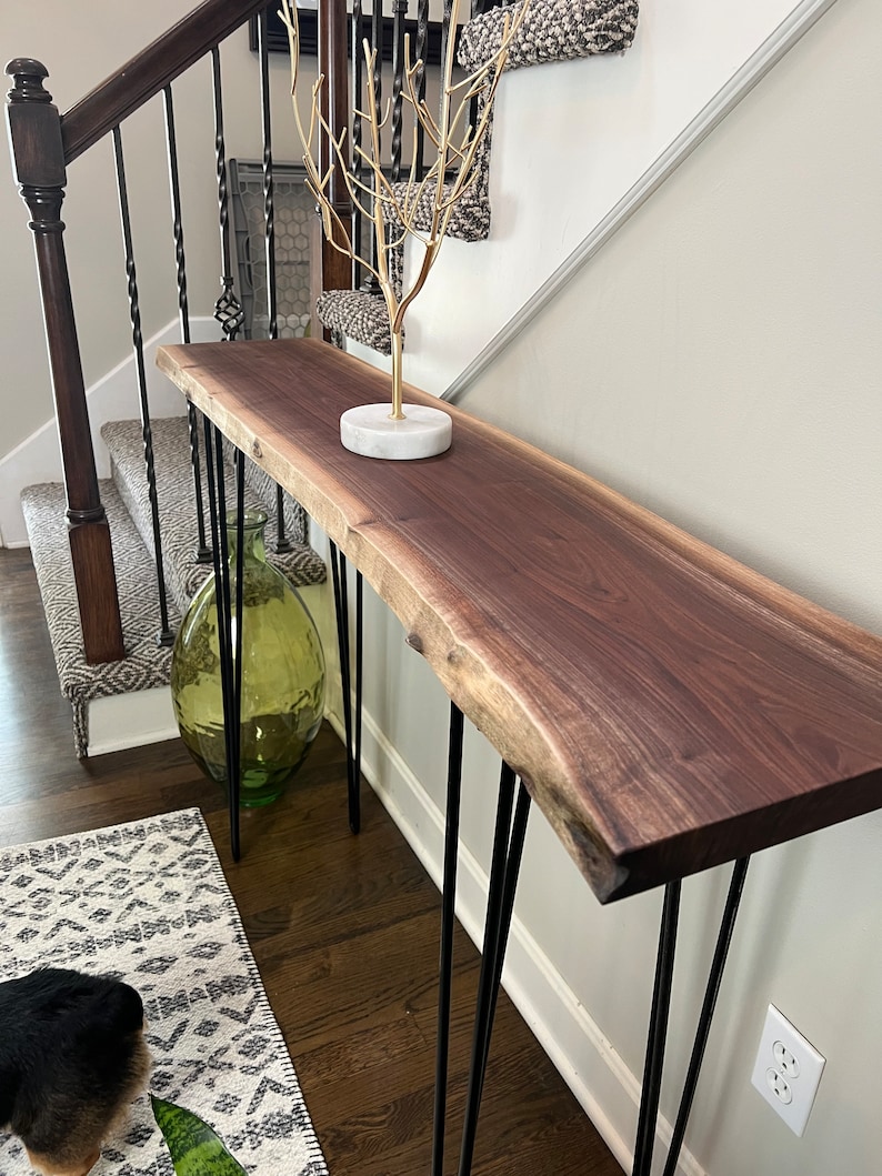Sofa Table Live Edge Black Walnut Entryway Table Hall - Etsy