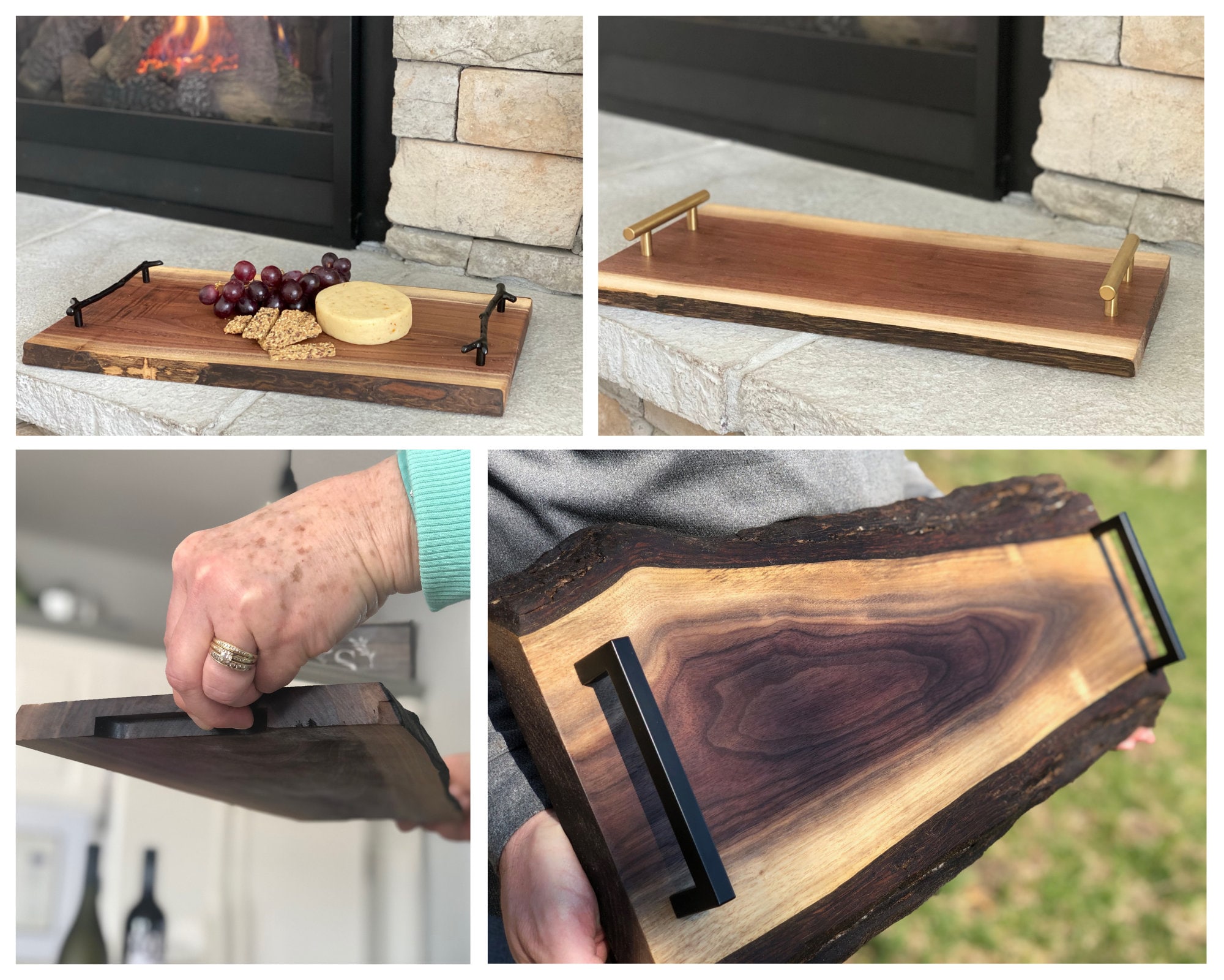 Customizable Walnut Live Edge Charcuterie serving platter board custom ...