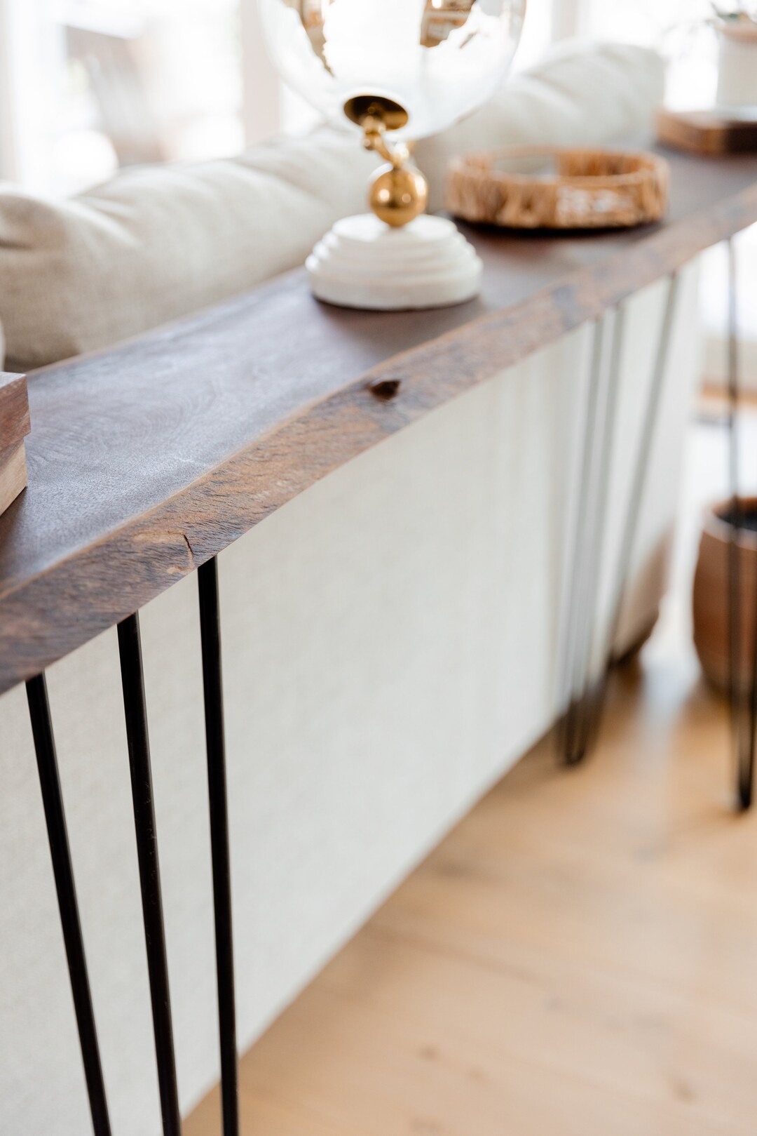 Sofa Table, Live Edge Black Walnut, Entryway Table, Hall Table, Hairpin ...