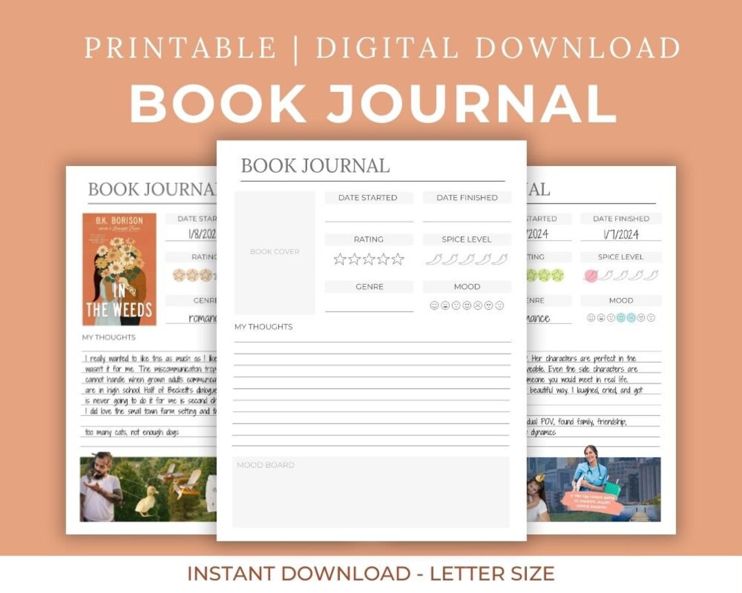 Book Journal | Printable PDF | Goodnotes Template | iPad | Digital ...