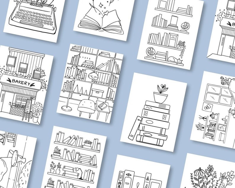 30 Bookish Coloring Pages Book Tracking Log Book Lovers Digital ...