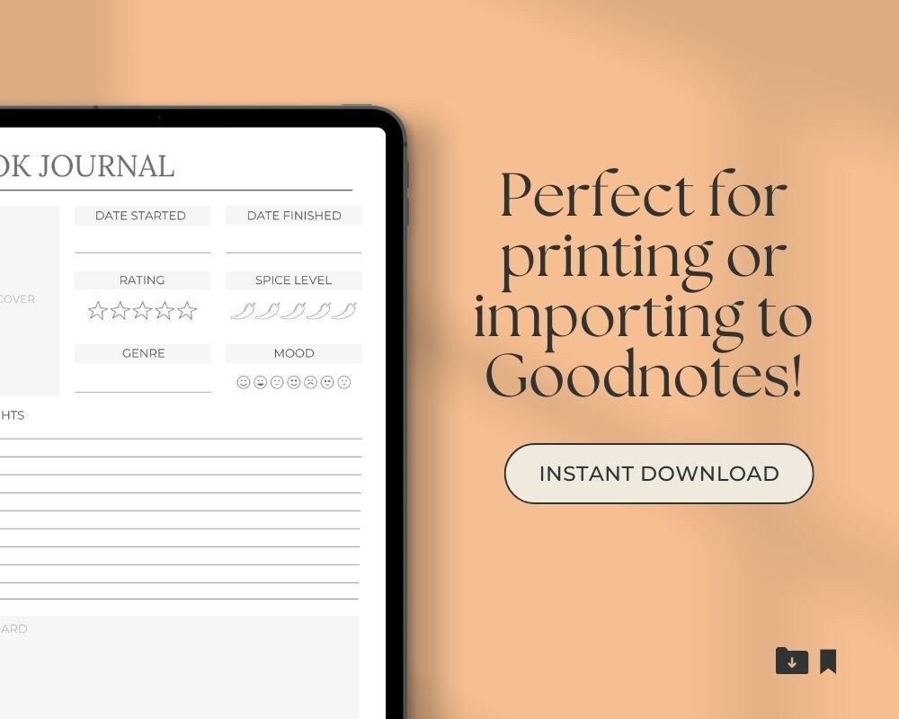 Book Journal | Printable PDF | Goodnotes Template | iPad | Digital ...