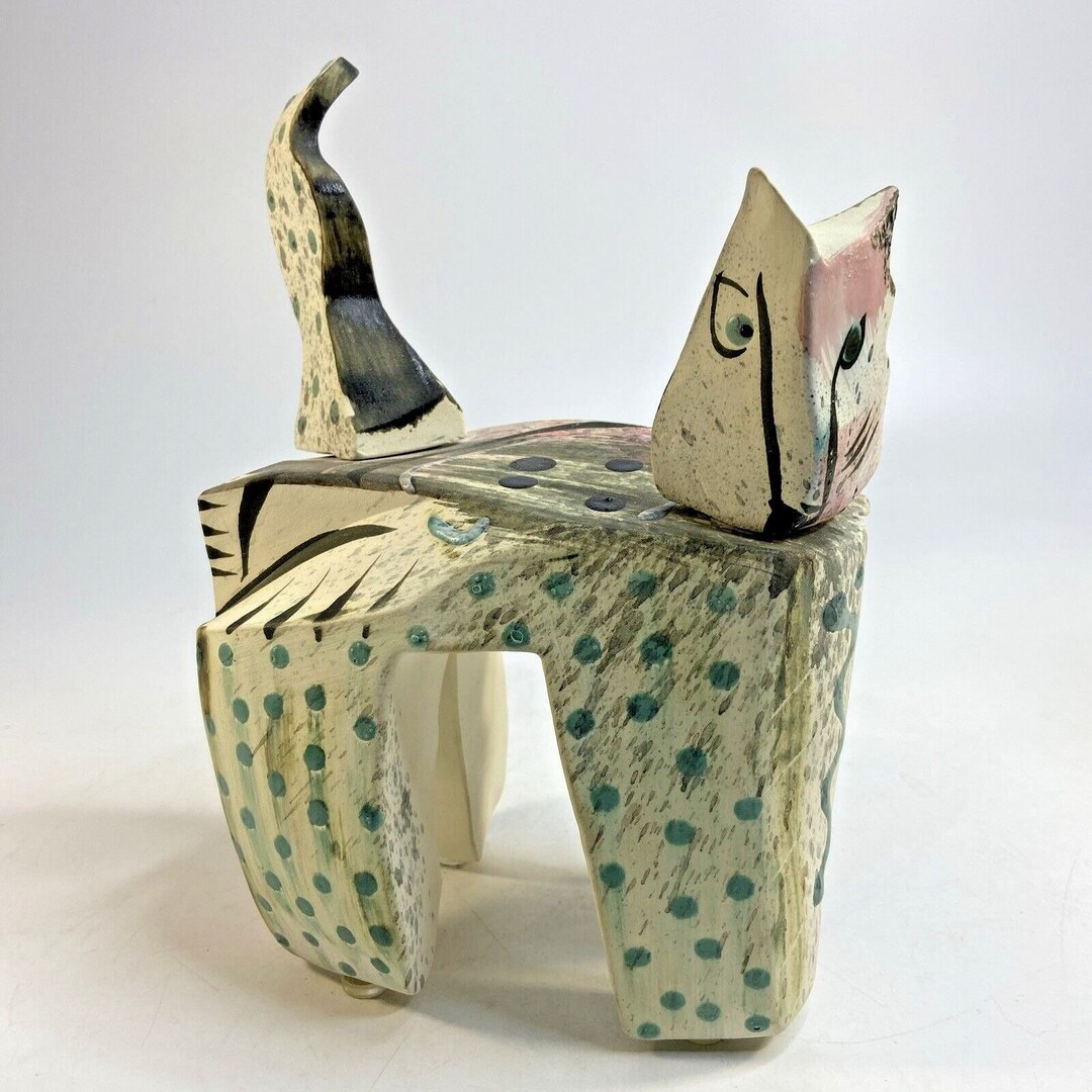 Mid Century Modern Studio Pottery Cat Art Signed Mod Modular Kitten ...